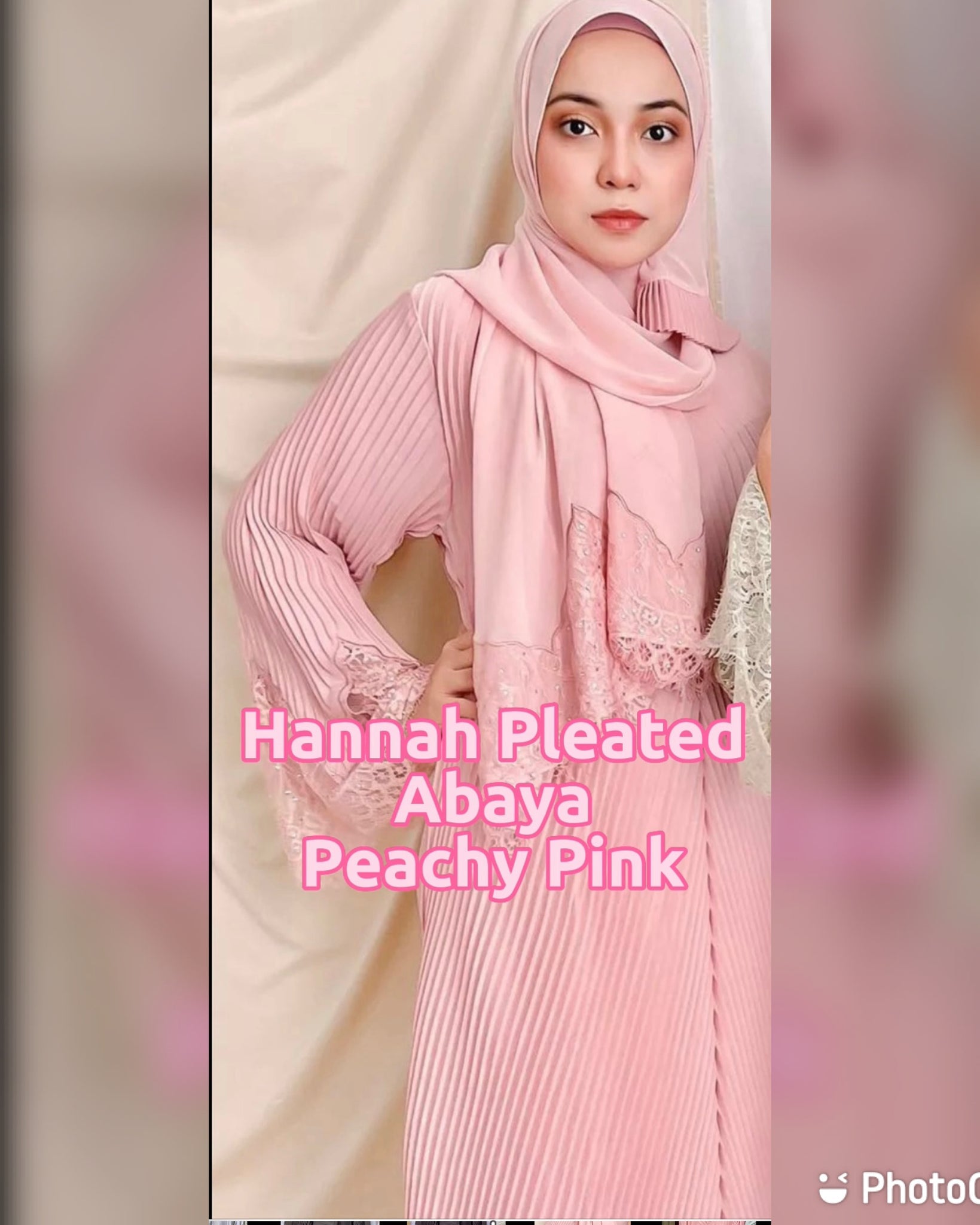 Hannah Pleated Abaya - Peachy Pink – Luv Ezra